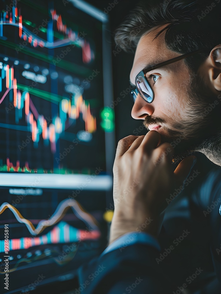 man looking at stock charts, a businessman looking at stock charts ...