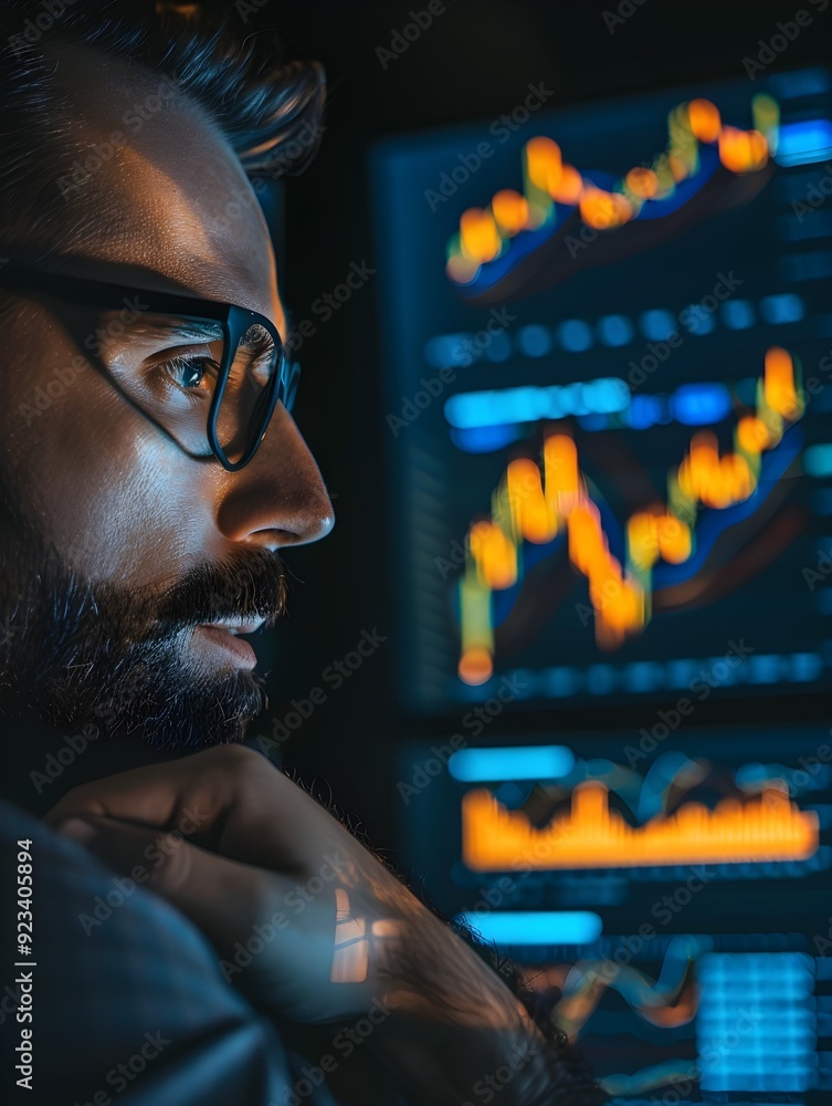 man looking at stock charts, a businessman looking at stock charts ...