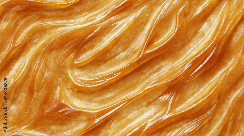Extreme close-up of a single palmier cookie surface texture. Golden ...