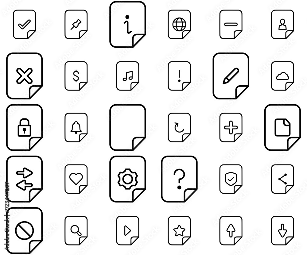 Set Of Files Line Vector Symbols Apps, Websites Ui Designs Suitable For ...