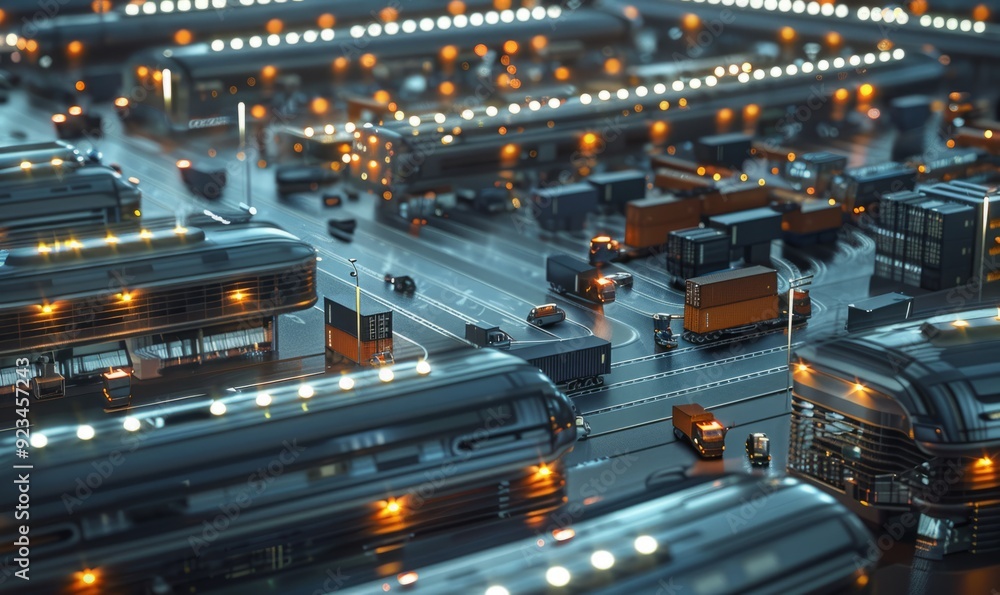 Smart logistics hub with automated systems, streamlining supply chain ...