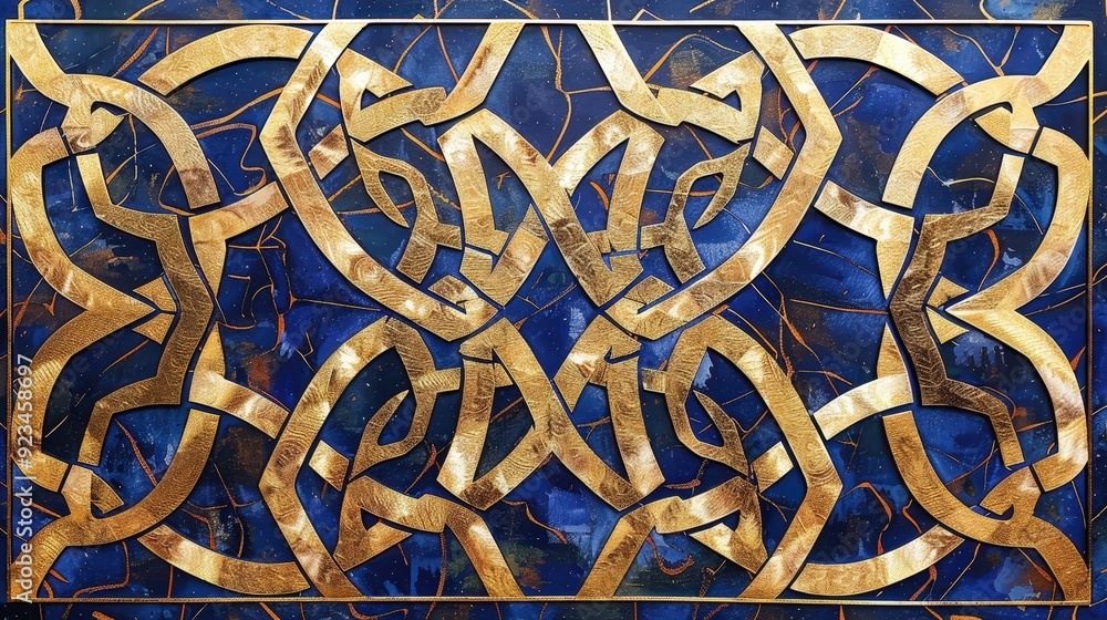 An elegant Arabic pattern with interwoven curves and arches, forming a ...