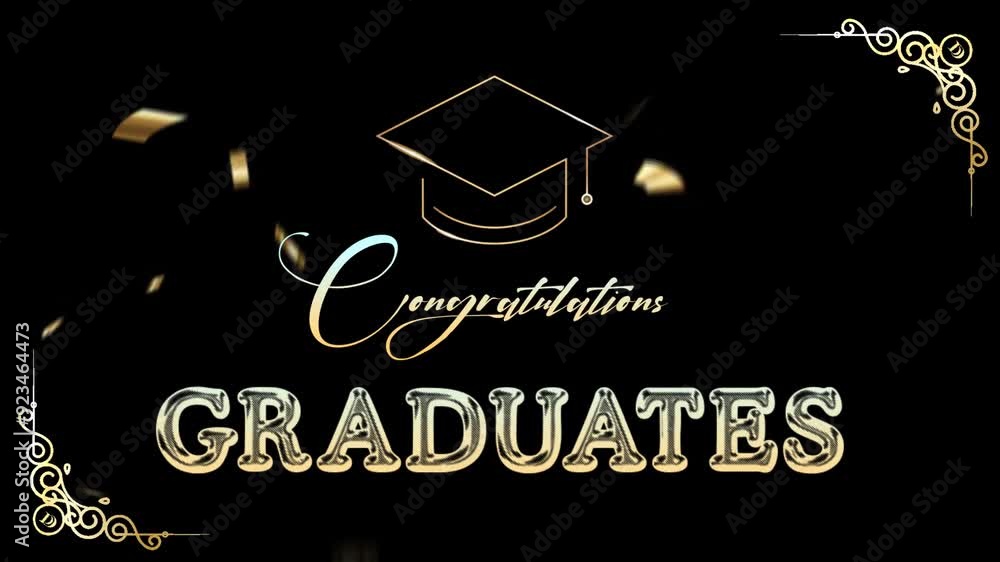 Congratulations Graduates animation. Animated text with particles in a ...