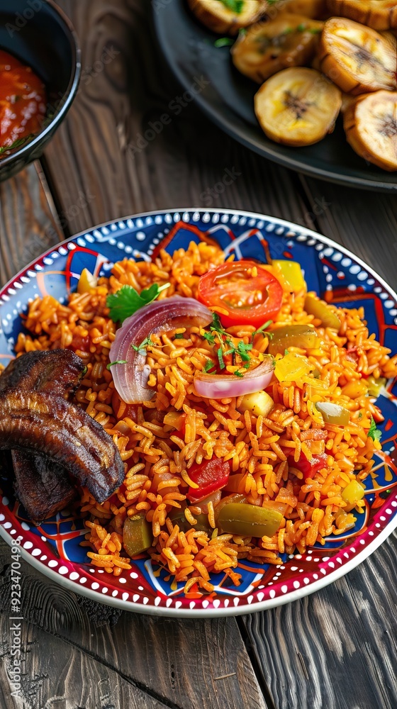 Jollof rice on a white plate, homemade nigerian jollof rice on a plate ...