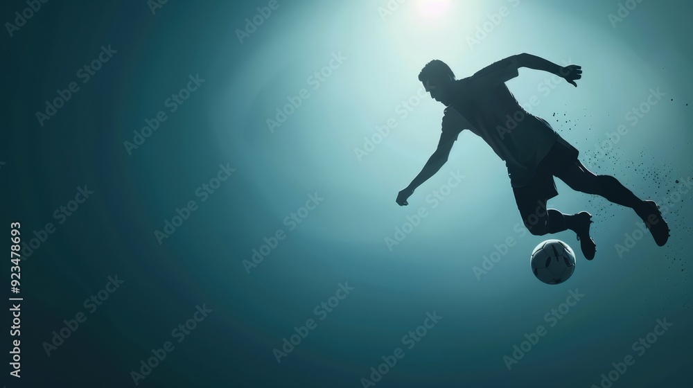 Capture the dynamic pose of a football player silhouette in action ...