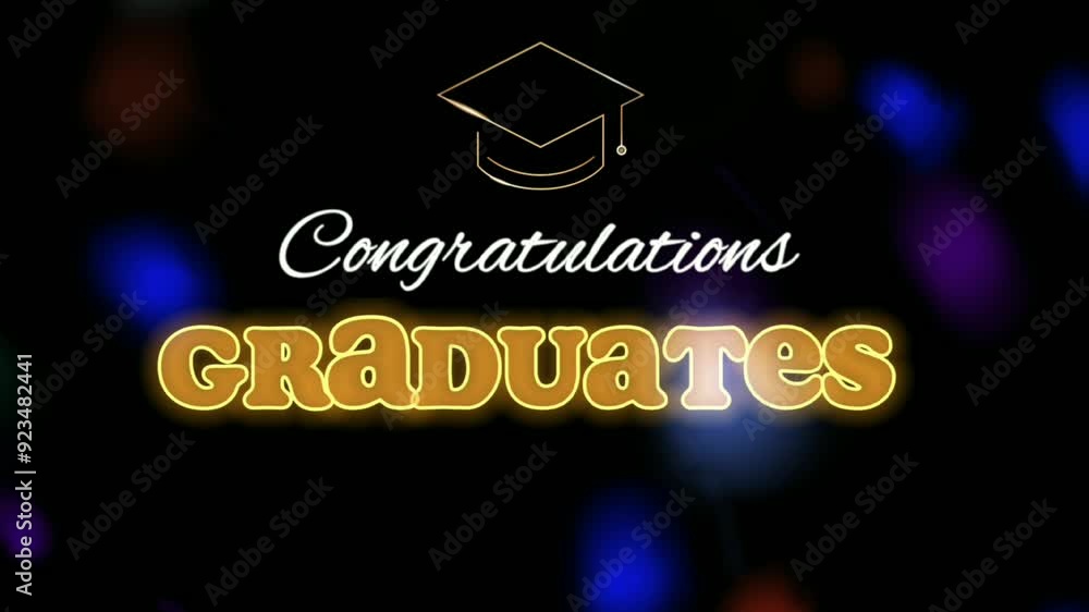Congratulations Graduates Video Mp4 animation. Animated text with disco ...
