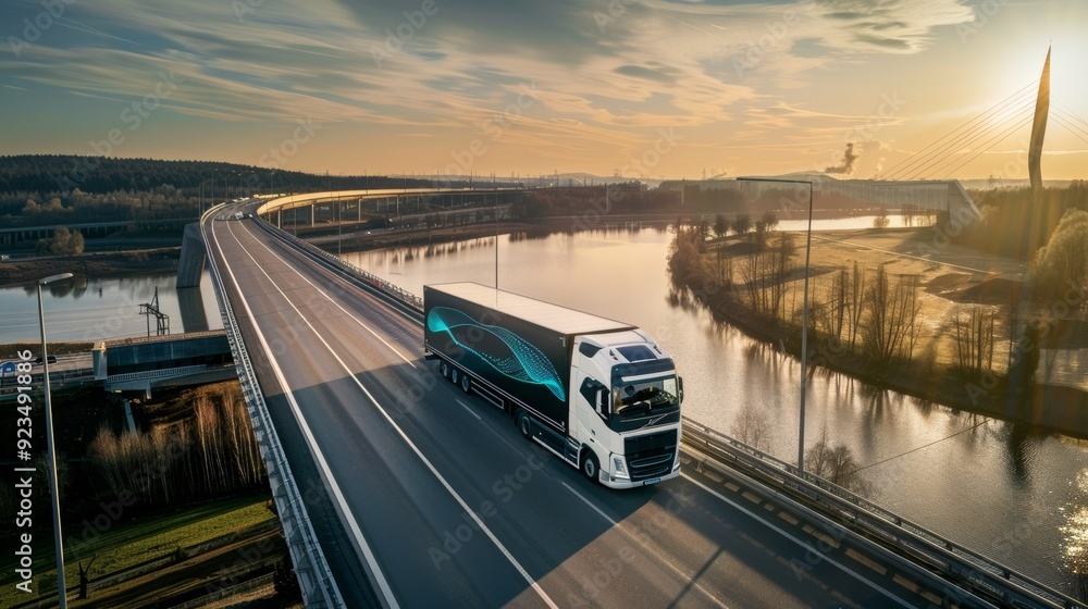 Driverless semi-trailer truck with AI-controlled trailer drives across ...