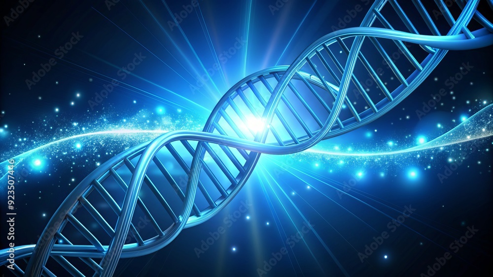 Stylized blue helix icon representing DNA structure, with swirling ...