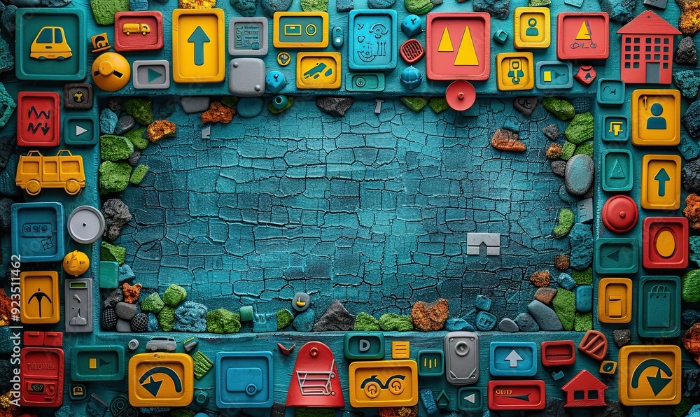 frame made of road traffic signs banner design for driving school ...