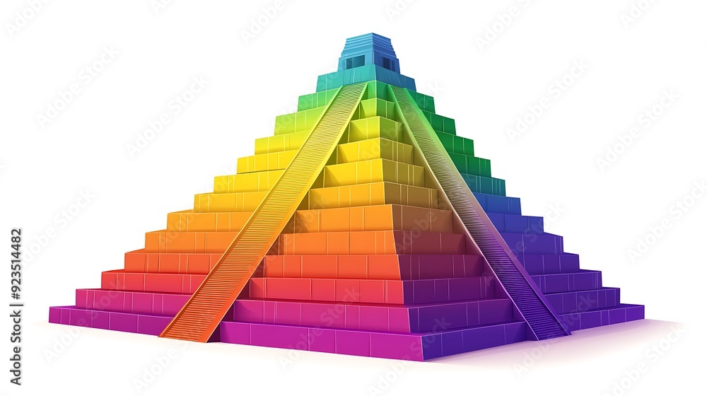 Ethereal Rainbow Ziggurat - Vibrant Vector Illustration on White ...