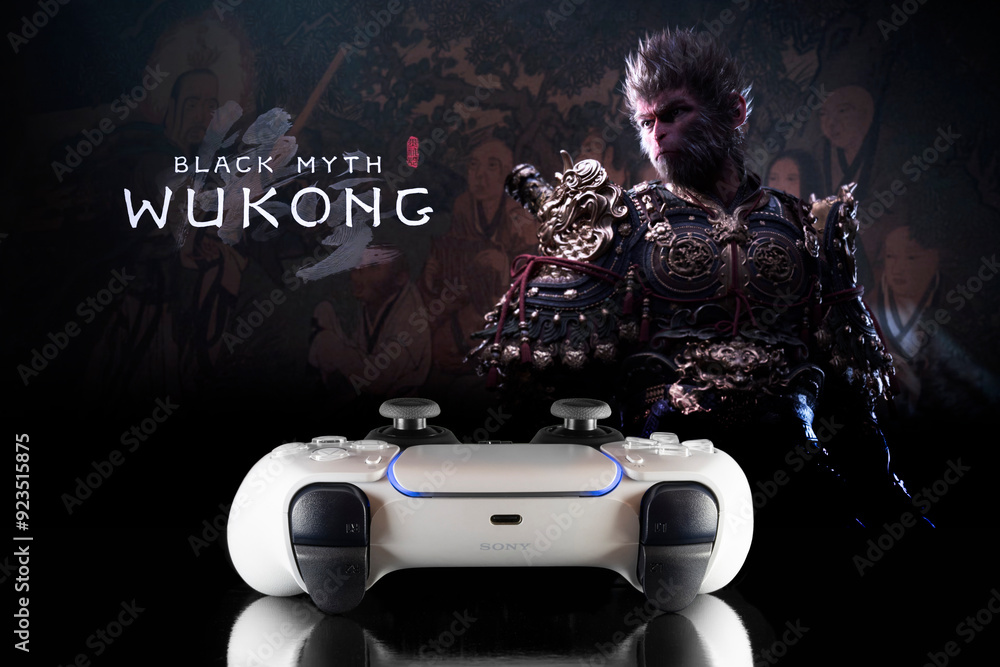 Black Myth Wukong logo with Playstation 5 controller, 15 Aug, 2024, Sao ...