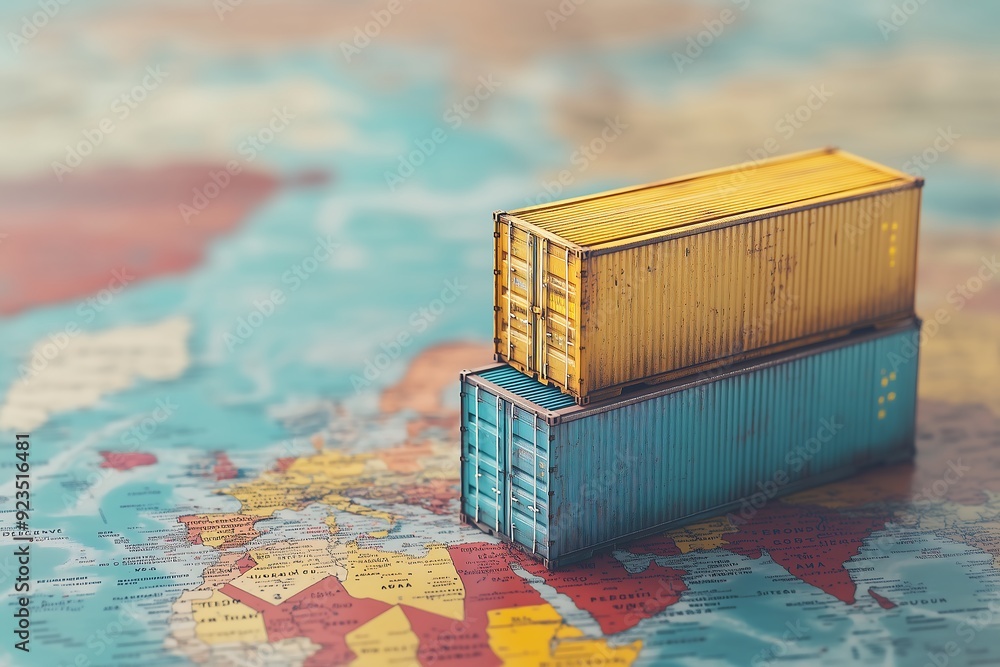 shipping containers on top of a map, Banner for logistics company ...