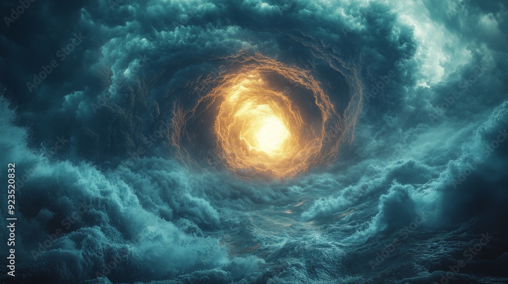 Quantum radar penetrating supercell thunderstorm, abstract data ...