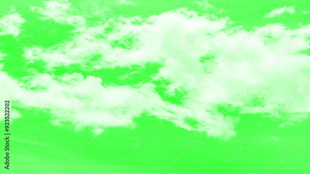 Moving flying clouds motion graphics with green screen background ...