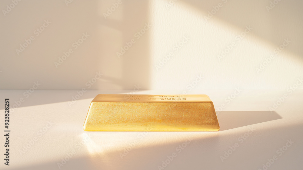 Against a clean white background, a single gold bar shines, symbolizing ...