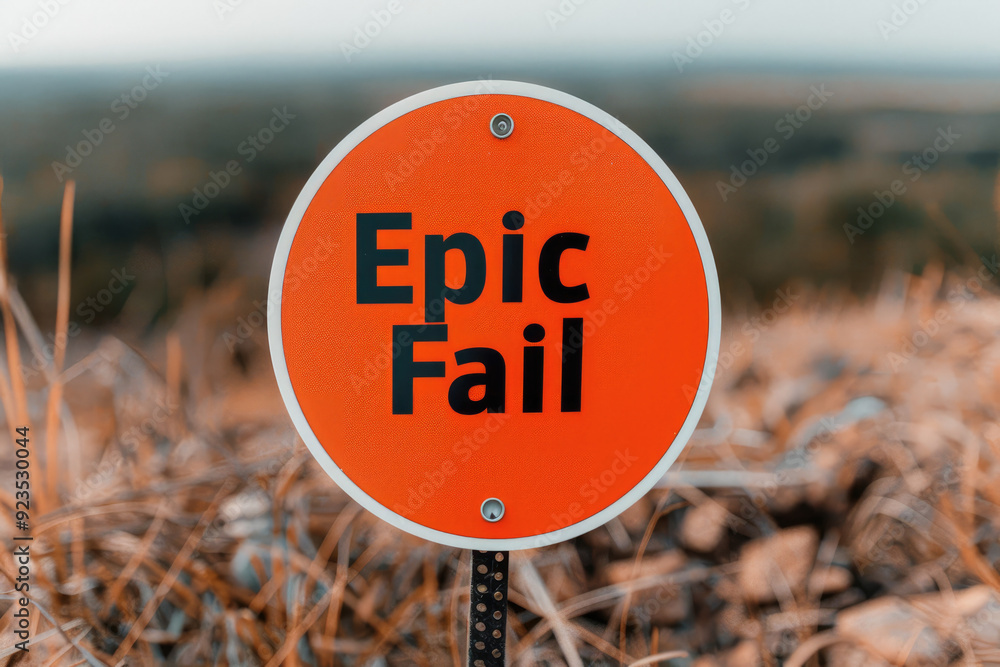 Warning Sign of Disappointment, bright orange sign prominently ...