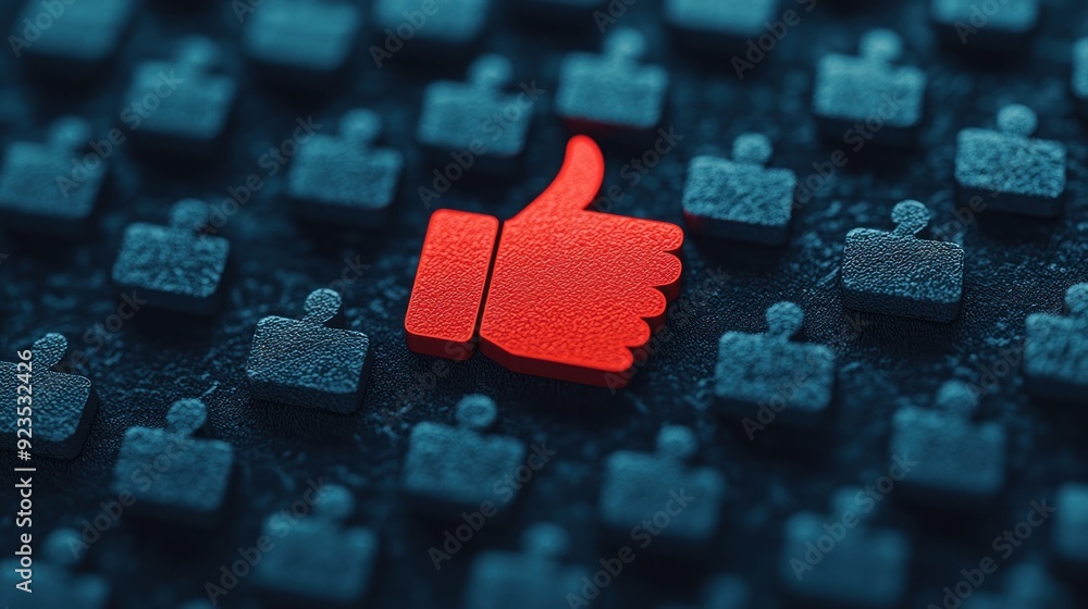 Thin-lined social media icons, highlighted red like button in the ...