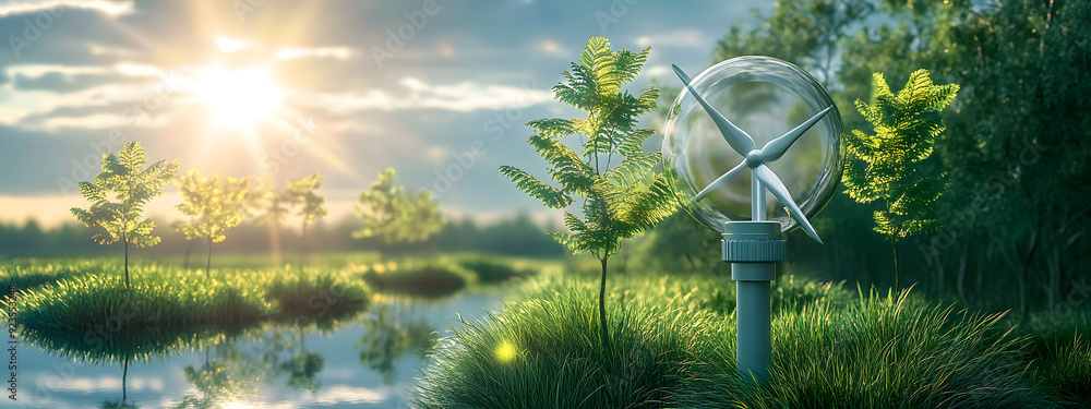 Green energy resources concept. Symbolizing renewable energy sources ...