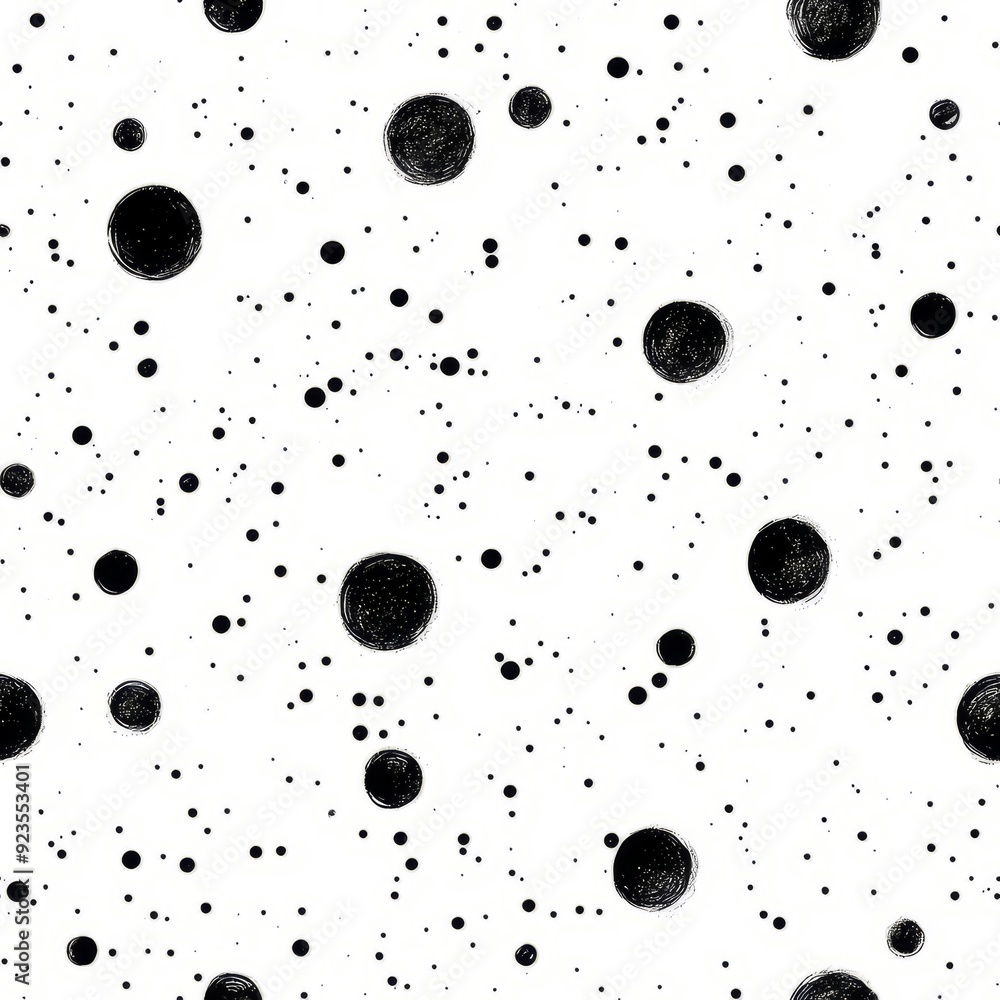Seamless style, Spotted dot pattern with black dots on a white ...