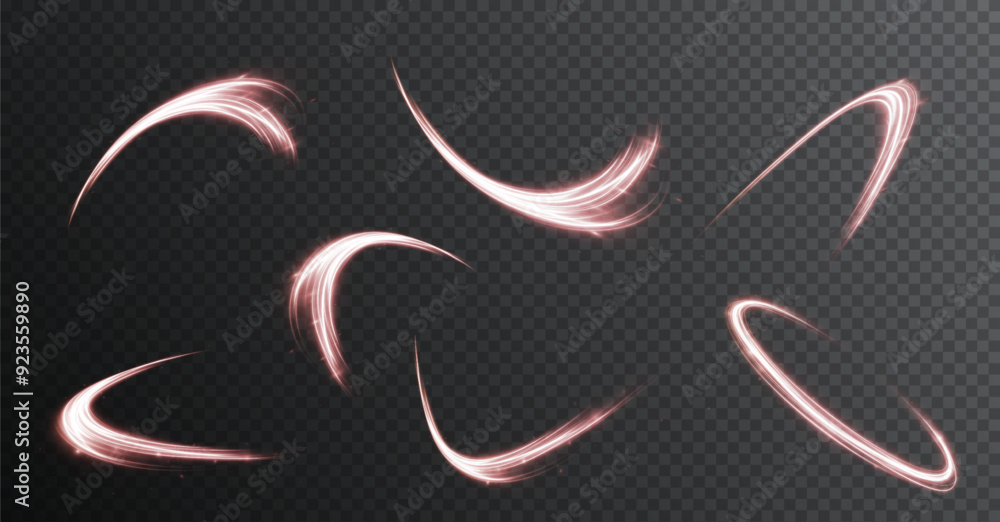 Light red Twirl. Curve light effect of red line. Luminous red circle ...