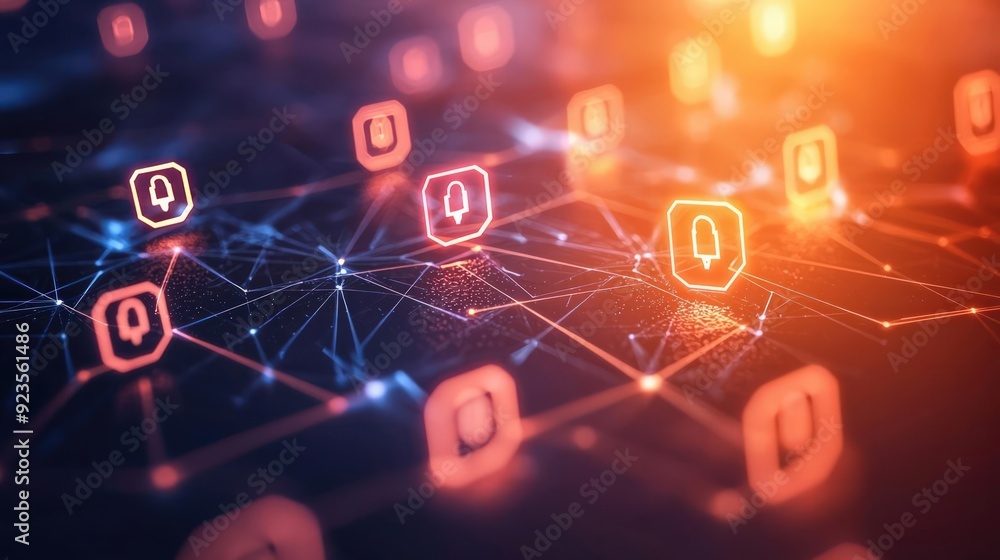 Network Diagram With Firewalls And Encrypted Nodes Cybersecurity