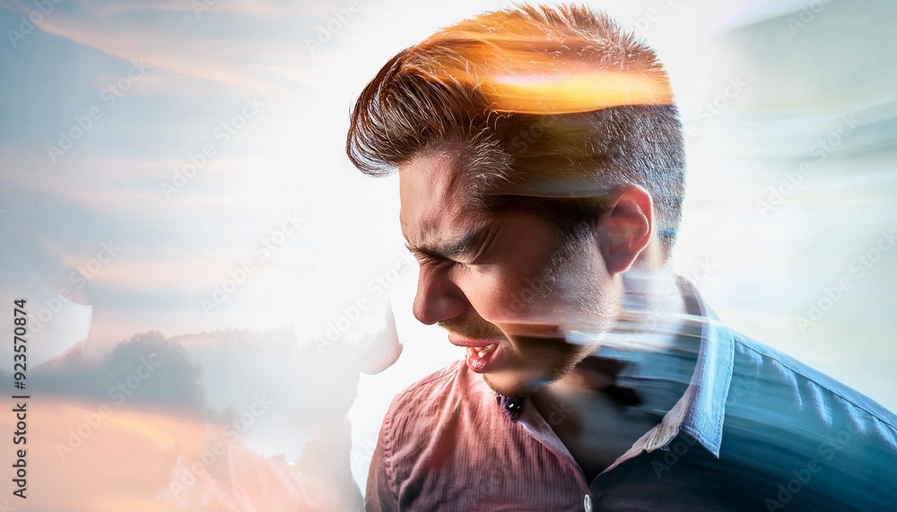 Inner Turmoil A young man grapples with inner conflict as multiple ...