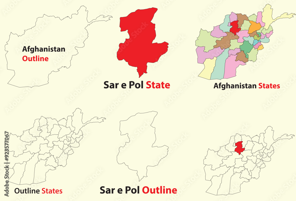 Sar e Pol map vector of Afghanistan, Sar e Pol line map, Sar e Pol with ...
