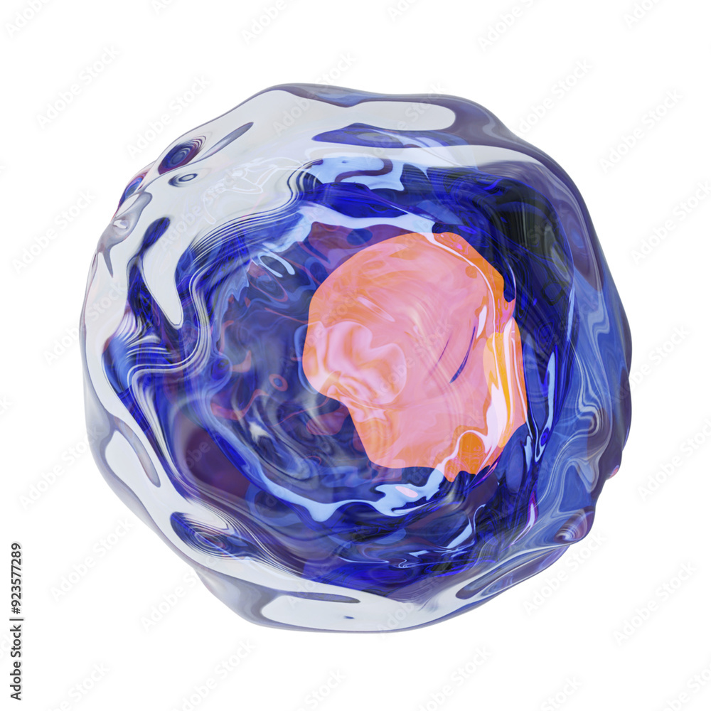 3D cell macro biology icon, reproduction egg orb, human transparent ...