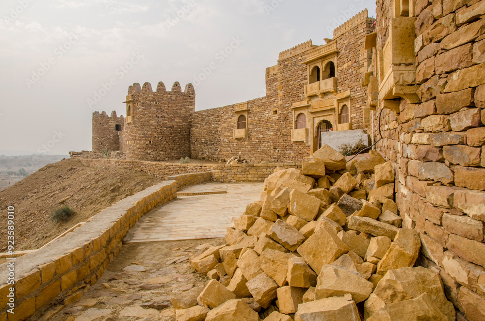 Khaba Fort or Khabha Fort in the desert of Jaisalmer, ruined citadel ...