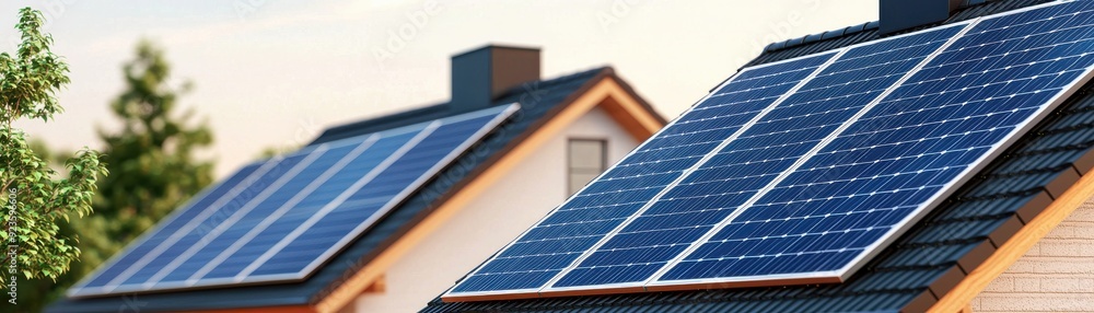 Solar panels installed on rooftops showcase renewable energy solutions ...