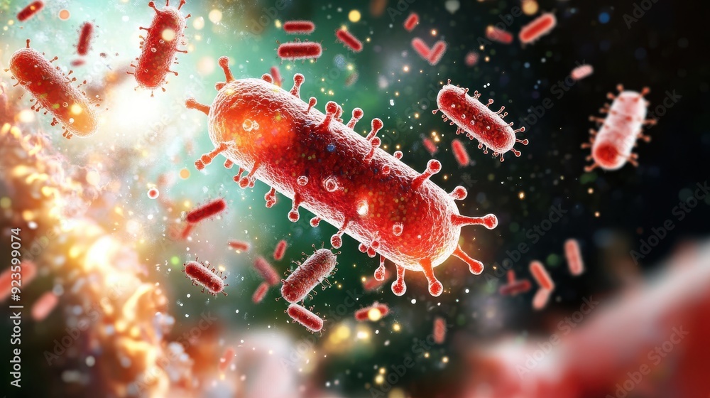 Microscopic 3D view of a bacterial infection spreading through plasma ...