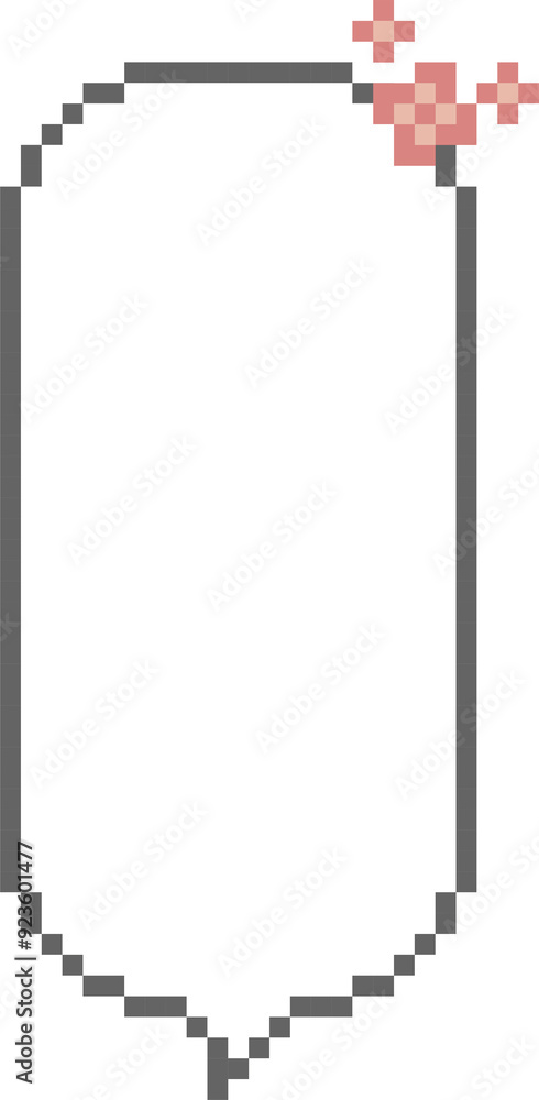 8bit retro game pixel speech bubble balloon with flower, icon sticker ...