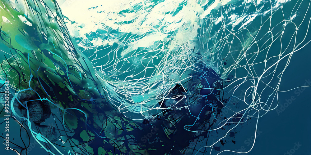 Overfishing is the empty net of depletion, depleting marine life and ...