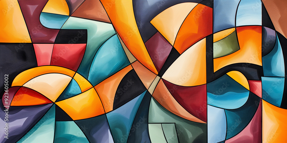 Abstract geometric background features bold shapes and dynamic patterns ...