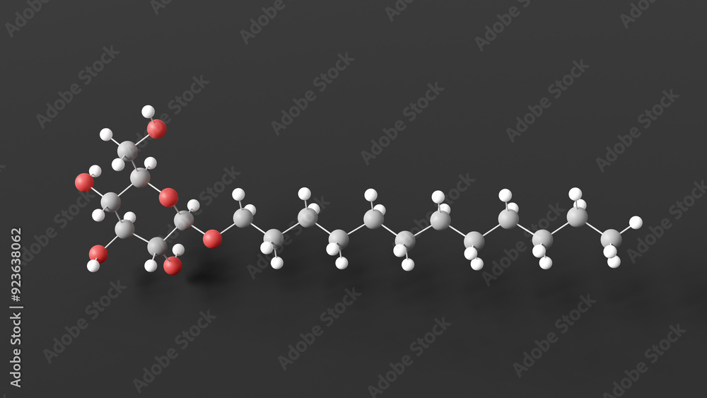 lauryl glucoside molecule 3d, molecular structure, ball and stick model ...