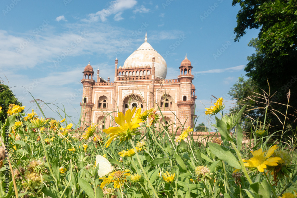 Sander jung (jang) Tomb in Delhi, India. The tomb is a sandstone and ...