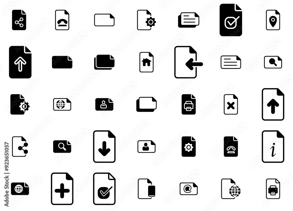 Mega Set Of Vector Document File Icons Silhouette Vector Logo Design Containing File,Archive ...