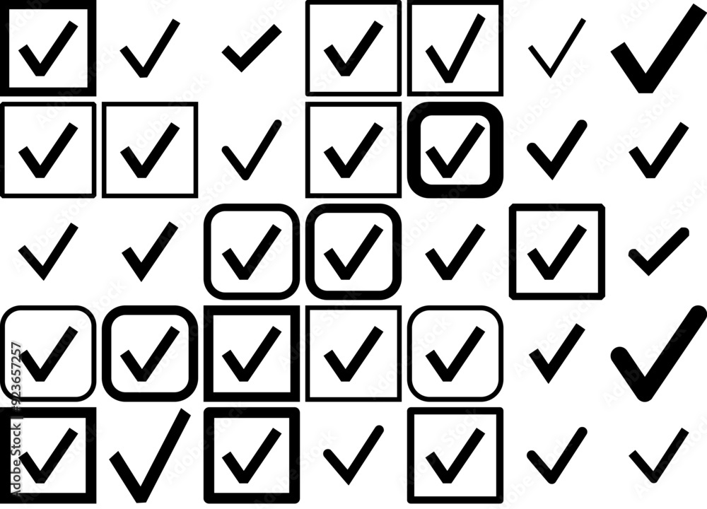 Mega Set Of Vector Checkmark Icons Web Header Banner Design Containing List,Mark,Verify,Checkbox ...