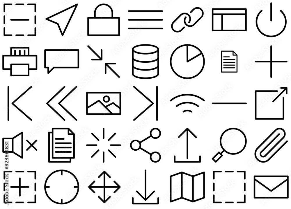 Mega Set Of Vector Basic Bolder Icons Collection Isolated Silhouette ...