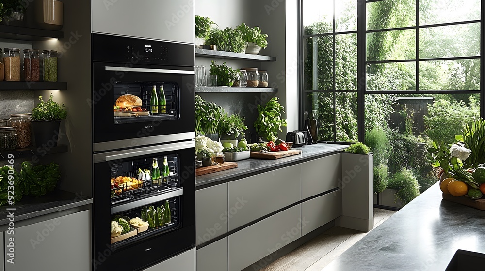 Integrated Smart Kitchen Appliances: A horizontal 16:9 image of a ...