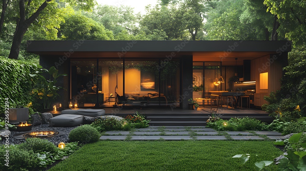 Outdoor Smart Patio: A horizontal 16:9 image of a smart patio or ...