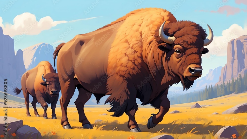 bella the brave bison a bison who leads her herd with game concept ...