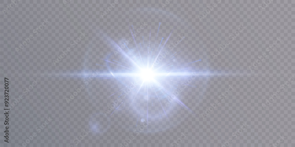 Abstract blue light rays PNG effect with glare and sparkles on ...
