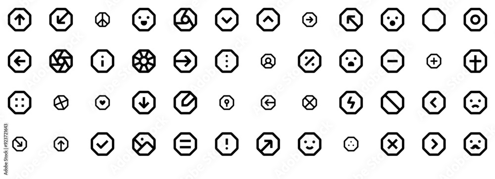 A Collection Of Line Octagon Shapes 64Px Icons Silhouette Vector Logo ...