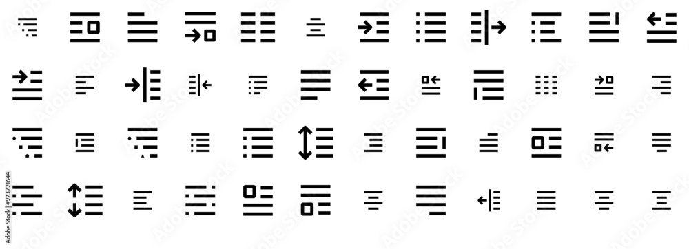 Set Of Line Paragraph 64Px Icons Web Header Banner Design Containing ...