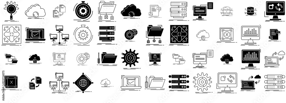 Mega Set Of Vector Data Management And Data Organization Icons ...