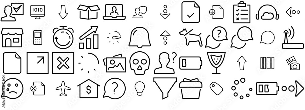 Set Of Basic Symbol Icons Collection Isolated Silhouette Solid Icons ...