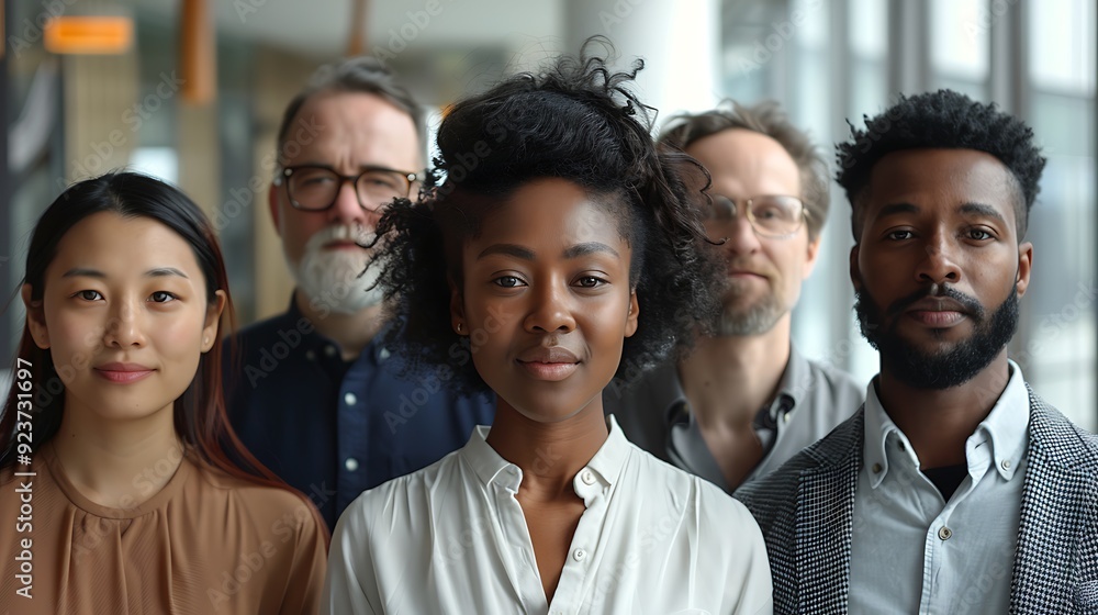 A close-up photograph of a diverse interview panel, focus on the varied ...