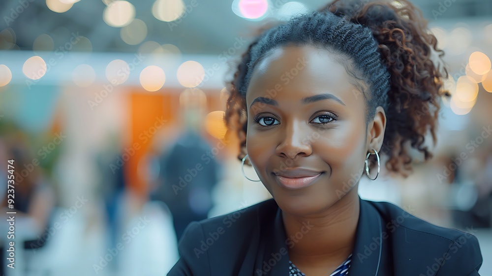 A candid shot of a career fair interview, recruiter explaining job ...