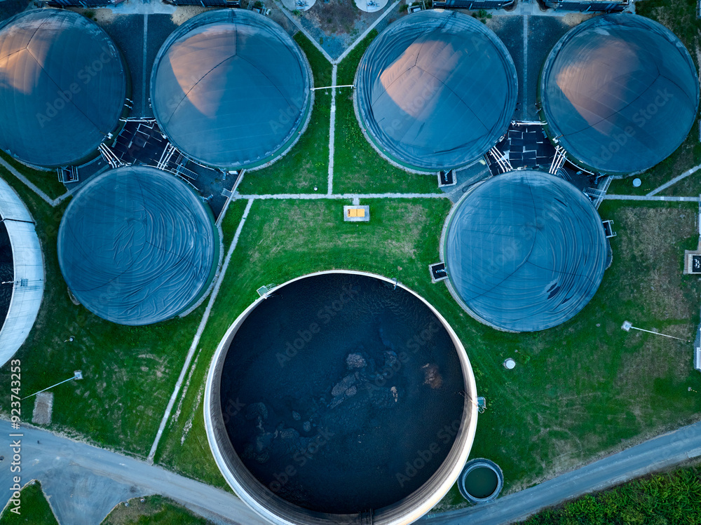 Vertical view of the process components, fermenters and biogas storage ...